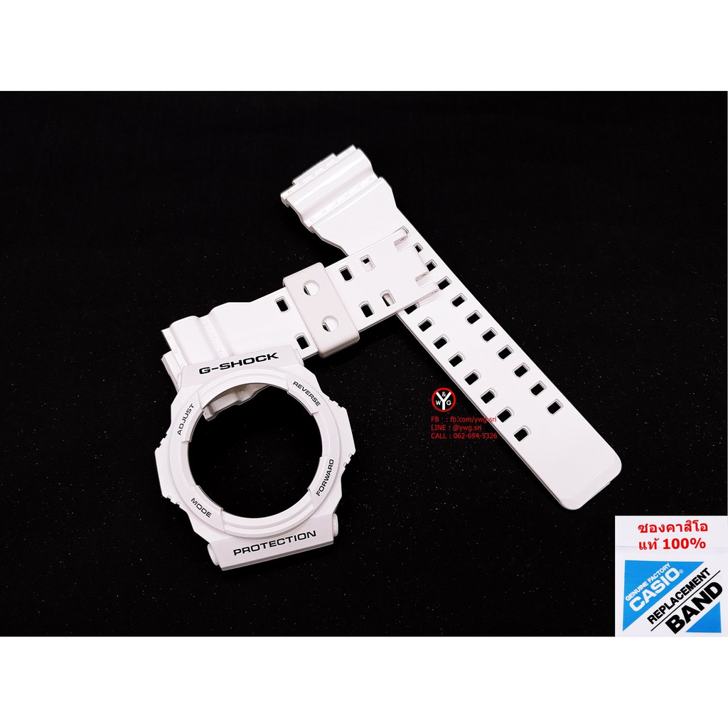 กรอบสาย G-SHOCK แท้ สีขาวเงาฟร้อนดำ(สาย2รู) ใส่ได้รับรุ่น GA-150 ,GA ...