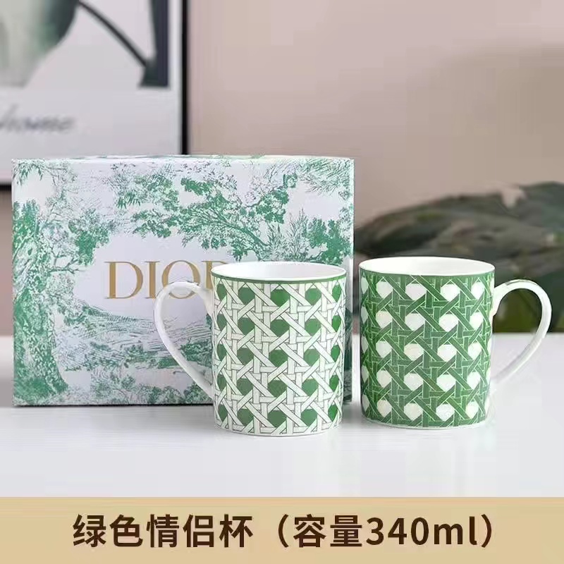 Dior mug bone china home breakfast cup couple coffee milk cup gift box ...