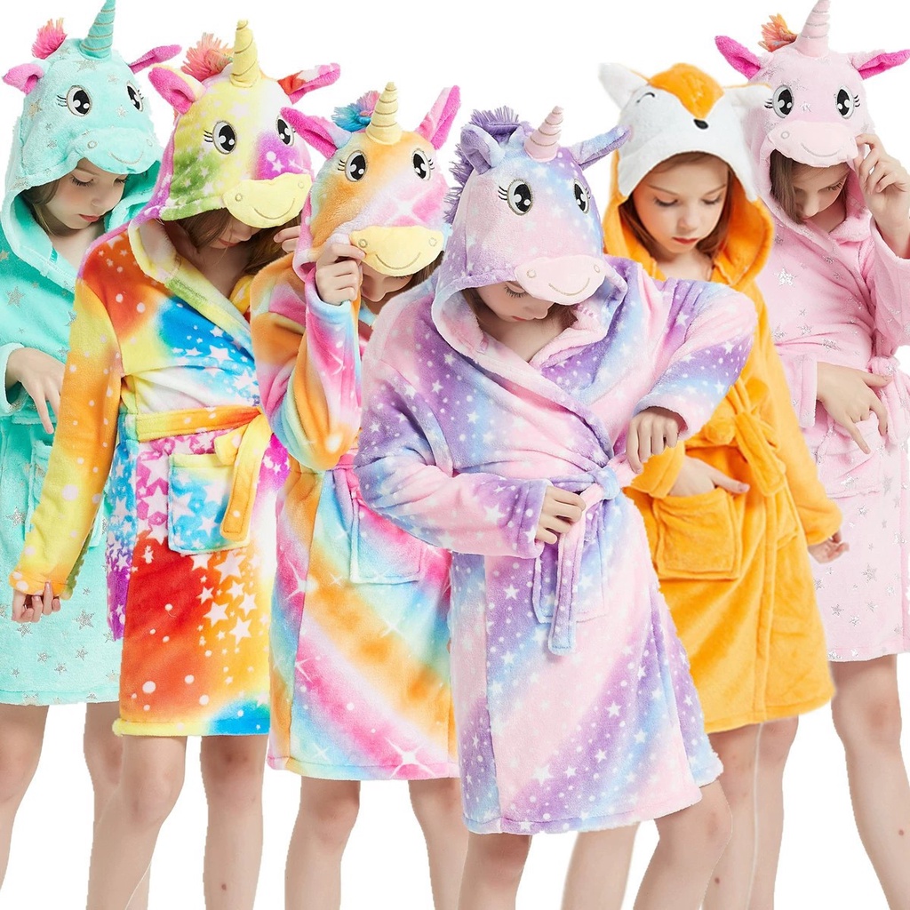 New Arrivals Unicorn Bath Robe For Kids Pajamas Animal Hooded Robes ...