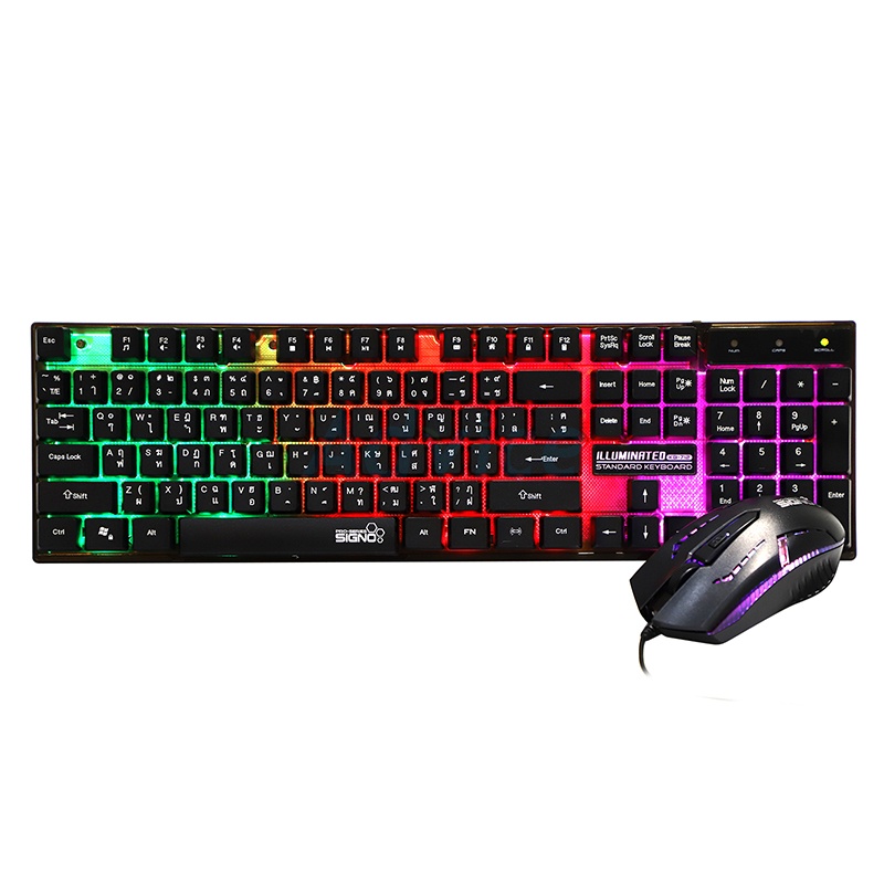SIGNO Pro-Series KB-712+GM-112 SUNDAZE Illuminated Keyboard & Mouse ...