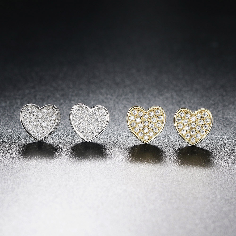 Zhouyang ต่างหูจี้รูปหัวใจ ประดับเพทาย สีทอง หรูหรา เครื่องประดับแฟชั่น สไตล์พังก์ ฮิปฮอป ...