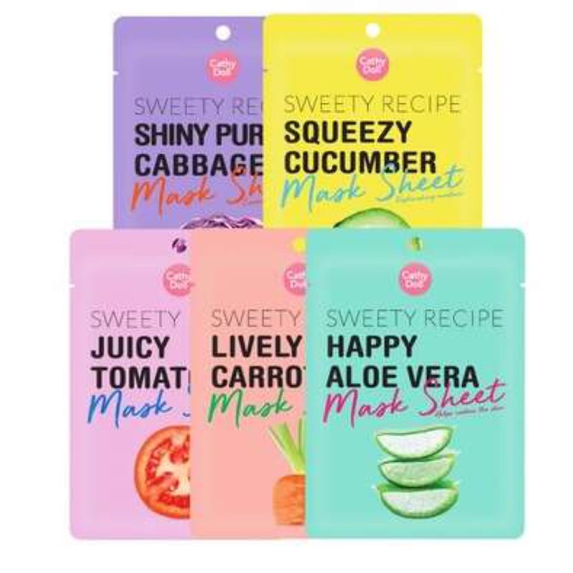 Cathy Doll Sweety Recipe Mask มาร์คแผ่นหน้า สารสกัดจากผักธรรมชาติ 5 ...