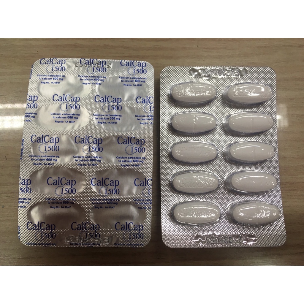 แคลเซียมบำรุงกระดูก แบบแผง CalCap Calcium 1500 mg 5 แผง (50เม็ด ...