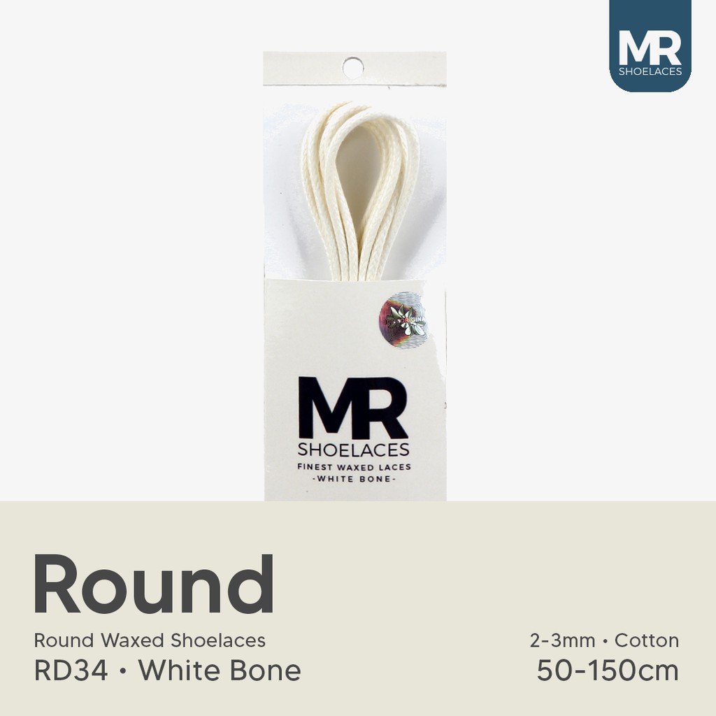 LILIN MR Shoelaces RD34 White Bone (White Bone Wax Shoelaces 2-3mm ...