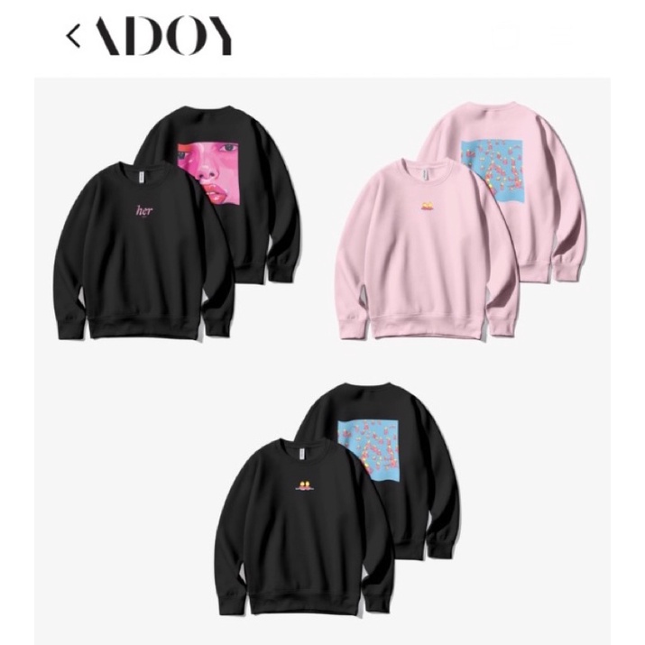 2021 ADOY ‘her’ / ‘baby’ Long Sleeve เสื้อยืดแขนยาว สีดำ/ชมพู พรีออ ...