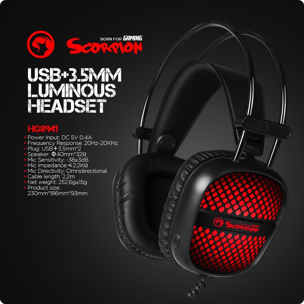 Marvo HG8941 USB+ 3.5 Gaming Headphone หูฟังแบบแจ็ค 3.5 ที่ออกแบบมาให้ ...