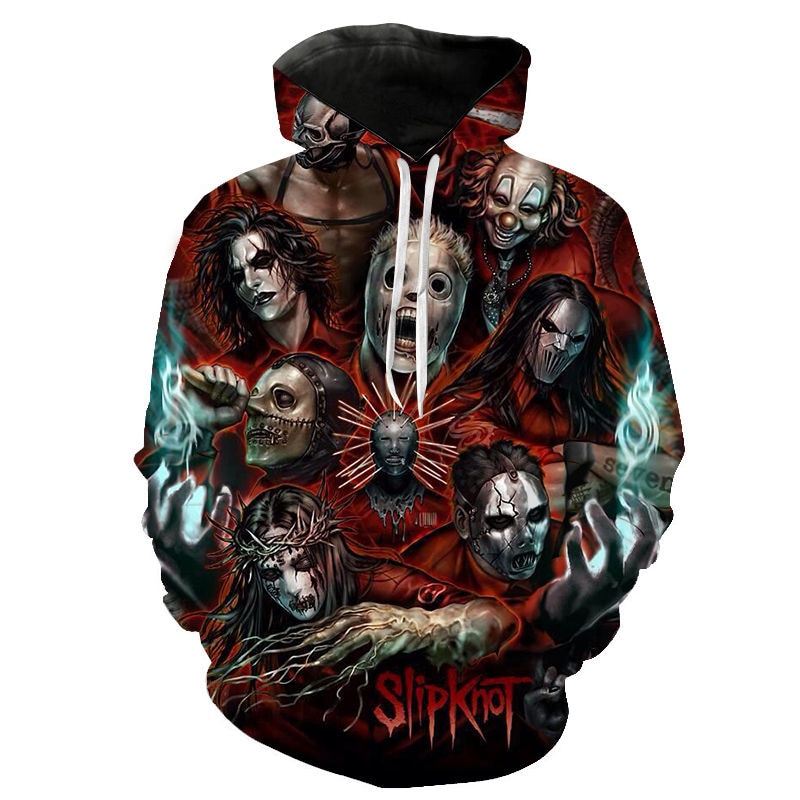 Slipknot 三维 พิมพ์ Hoodies Heavy Metal Rock Band เสื้อกันหนาวผู้ชาย ...