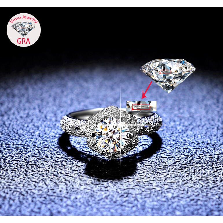 [พร้อมใบรับรอง Gra] S925 เงินสเตอร์ลิง 1 กะรัต Moissanite แหวนแฟชั่น First Snow Moissanite แหวน ...