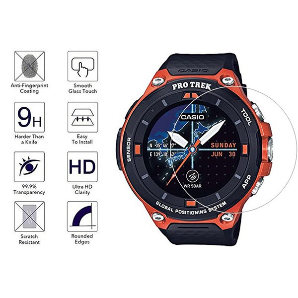 Casio WSD F10/F20/F21HR/F30/GA-100/GA-110/GAW-100/GBD-H1000/GG-1000/GST-B200/GWG-1000 9H กระจก ...