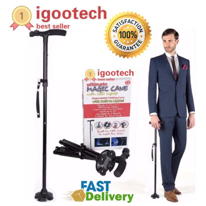 igootech ไม้เท้าพับได้ ไม้เท้าช่วยพยุงเดิน ไม้เท้าสำหรับผู้สูงอายุ Trusty Cane รุ่น TT2Y-01 ...