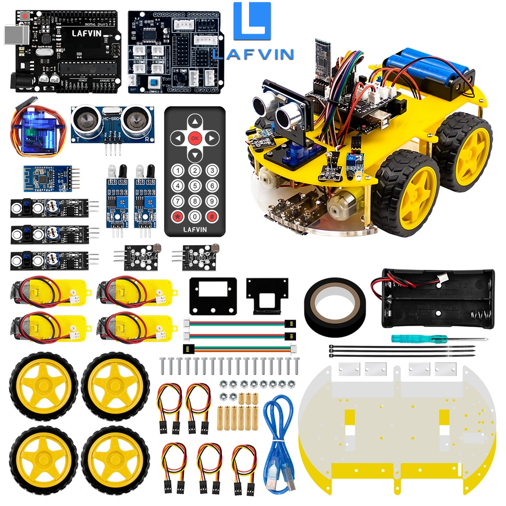 [COD] LAFVIN ชุดรถหุ่นยนต์อัจฉริยะ Arduino UNO R3 พร้อมบทเรียน รองรับ ...