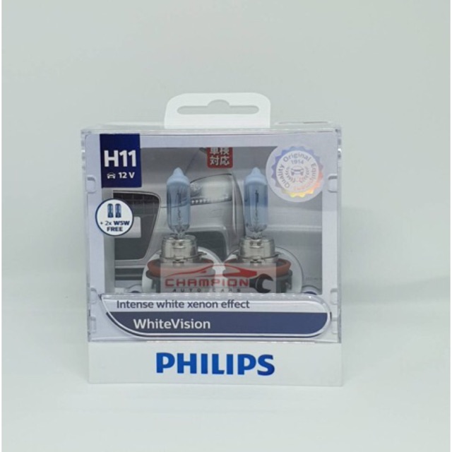 PHILIPS หลอดไฟรถยนต์ White Vision 3700K H11 | Shopee Thailand