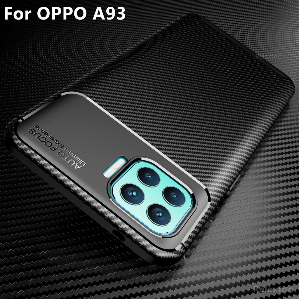 Carbon Fiber texture Case For OPPO A93 A 93 4G CPH2121 Back Cover Soft ...