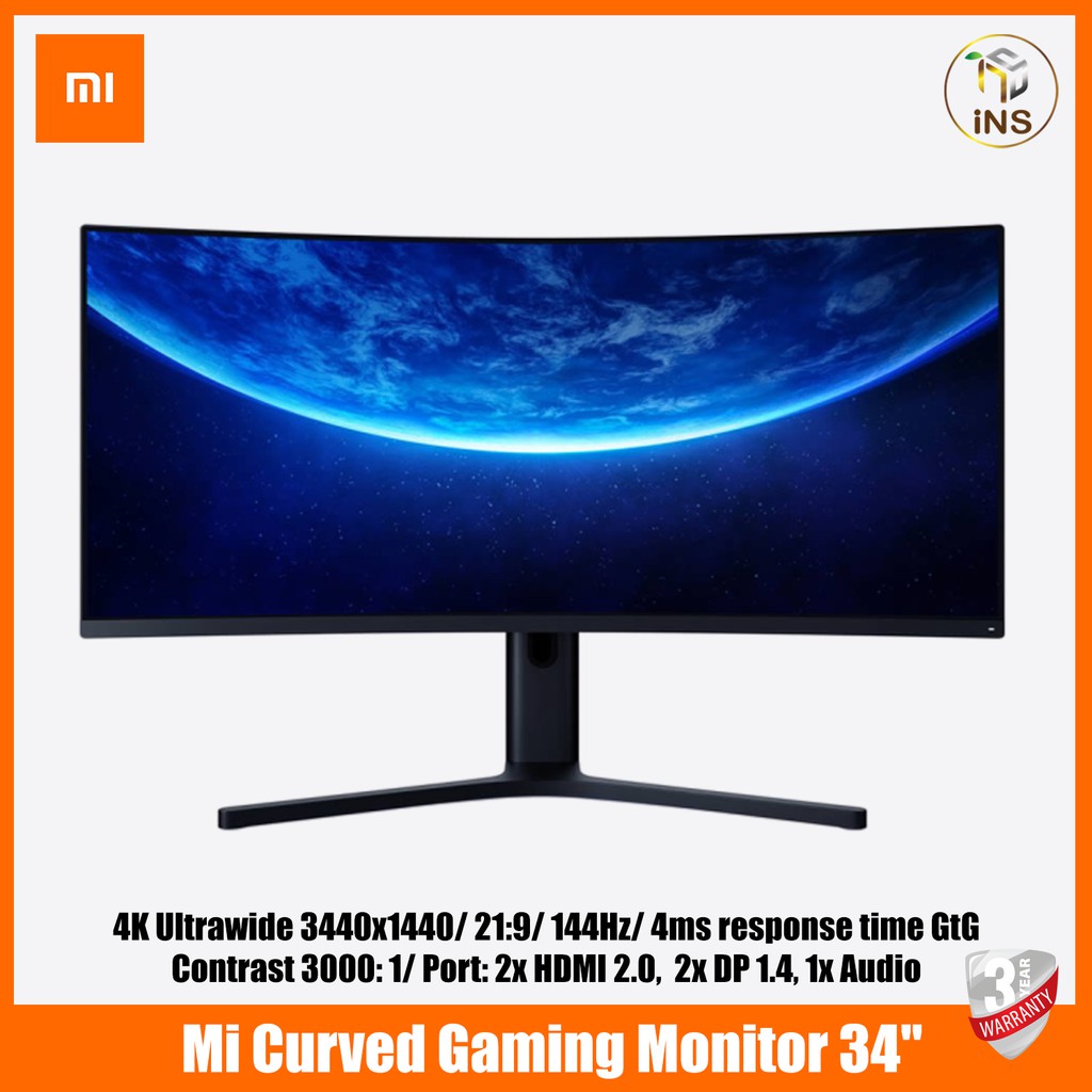 Xiaomi Mi Curved Gaming Monitor 34" | UltraWide 21:9 | 144Hz | 4ms | จอ ...
