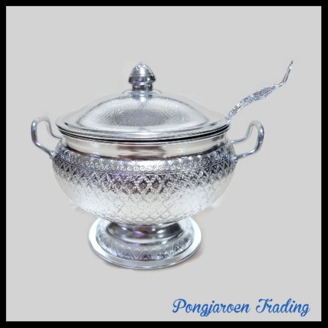 โถข้าวลายน้อย ขนาด 24 cm.มาพ้อมฝาและทัพพี Simple engraved rice ...