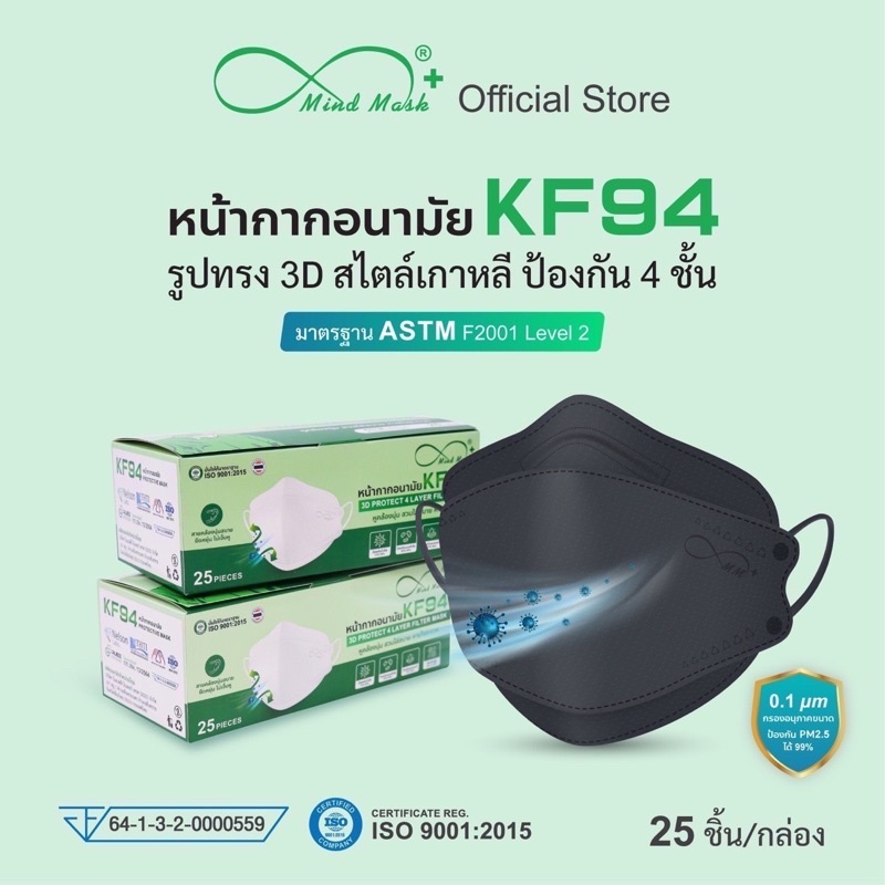 ‼️พร้อมส่งครบสี‼️ ️ยกลังประหยัดกว่า ️1ลัง/คำสั่งซื้อ MindMask หน้ากากอนามัย KF94 3D 4 ชั้น ผลิต ...