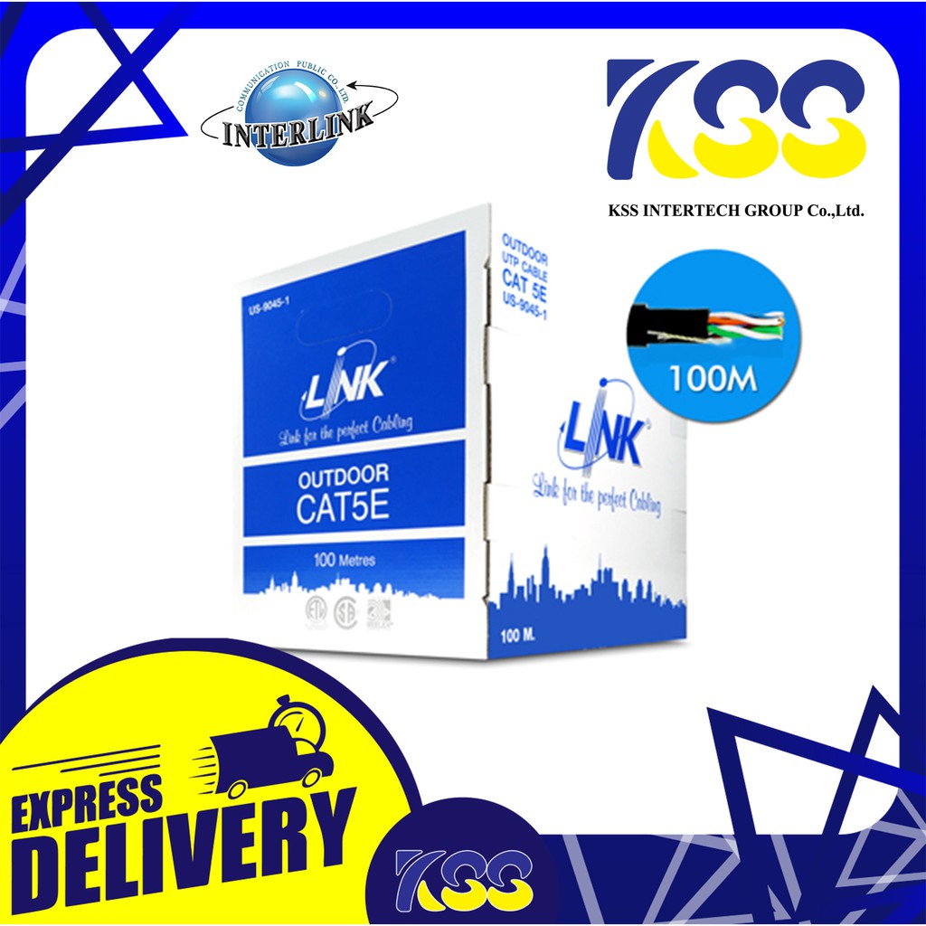 สายแลนLINK US-9045-1 (100เมตร/กล่อง)CAT5E Outdoor UTP PE Cable Double Jacket Bandwidth 350MHz ...