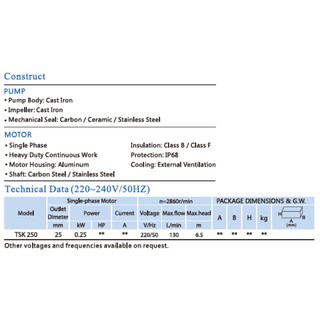ปั๊มน้ำ Tosaki รุ่น TSK 250 ปั๊มจุ่ม ปั้มจุ่ม | Shopee Thailand