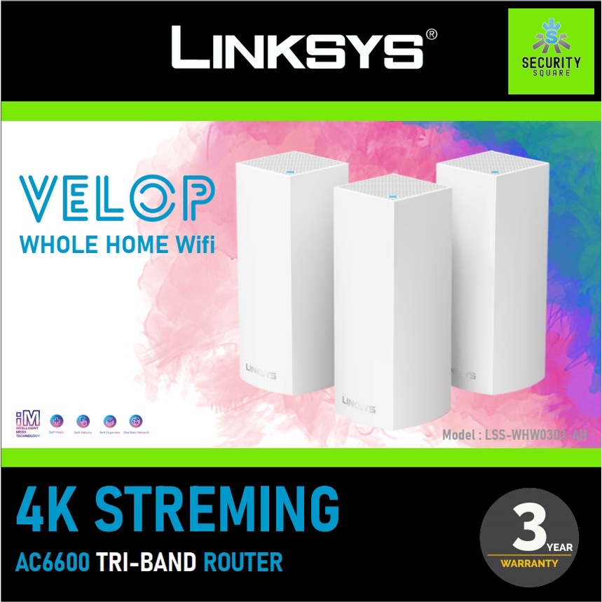 LINKSYS VELOP รุ่น LSS-WHW0303-AH WHOLE HOME MESH WI-FI TRI-BAND (Pack 3) รับประกัน 3 เดือน ...