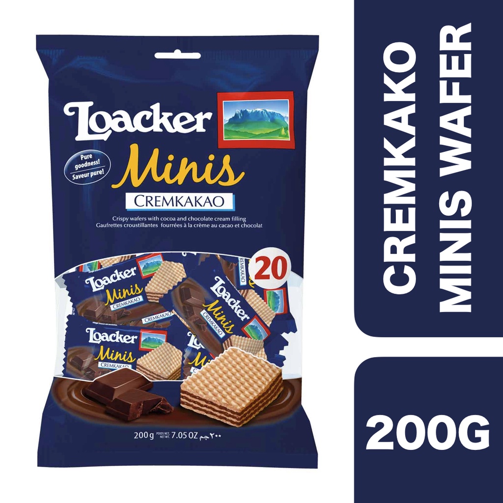 Loacker Wafer Minis Chocolate Flavour (Dark Blue) 200g ++ ล็อคเกอร์ เวเ ...