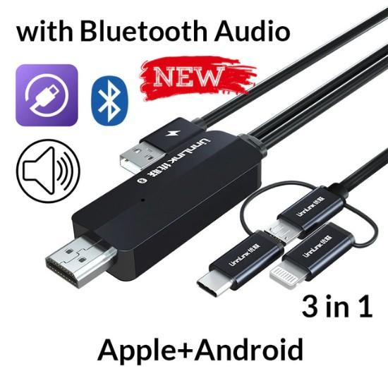 Unnlink อะแดปเตอร์ 3 in 1 USB Type C + Micro USB + กระจกหล่อสายเคเบิล ...