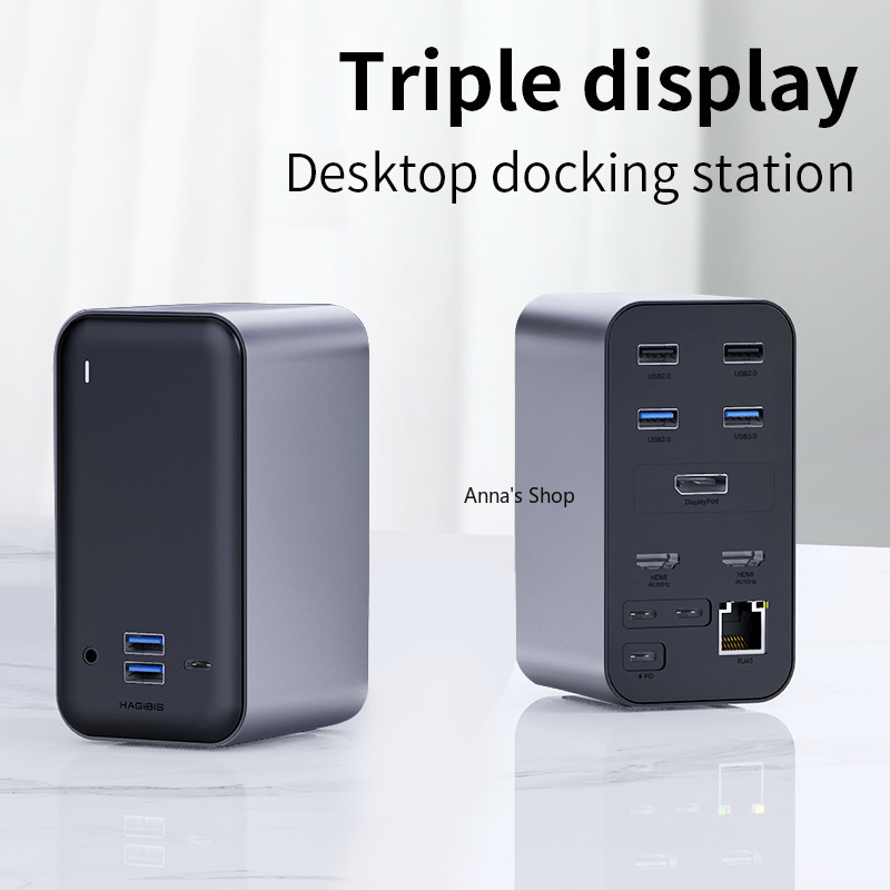 USB C Docking Station PD Audio Adapter for Windows MacOS, Triple Type-C ...