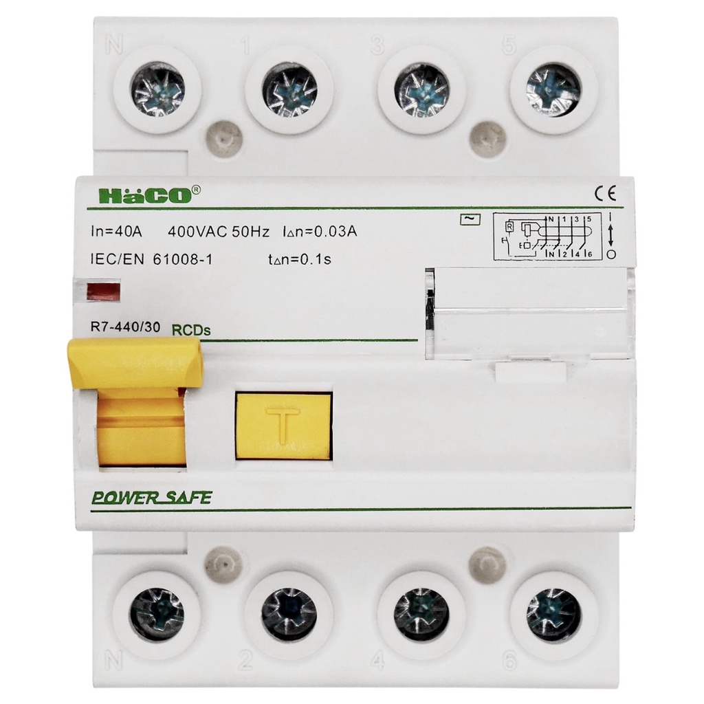 HACO RCD เมนเบรคเกอร์กันไฟรั่ว ไฟดูด R7-440/30 4P 40A | Shopee Thailand