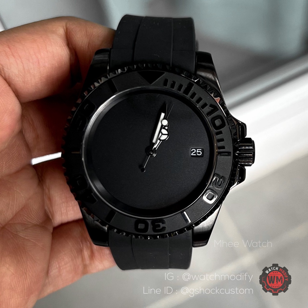 Seiko Mod All Black Yacht Master Rubber Strap | Shopee Thailand