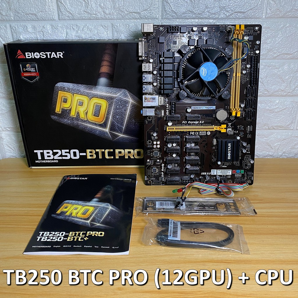 Mainboard Biostar TB250 BTC PRO (12 GPU) พร้อม CPU G4600 ฮีตซิงค์พัดลม ...