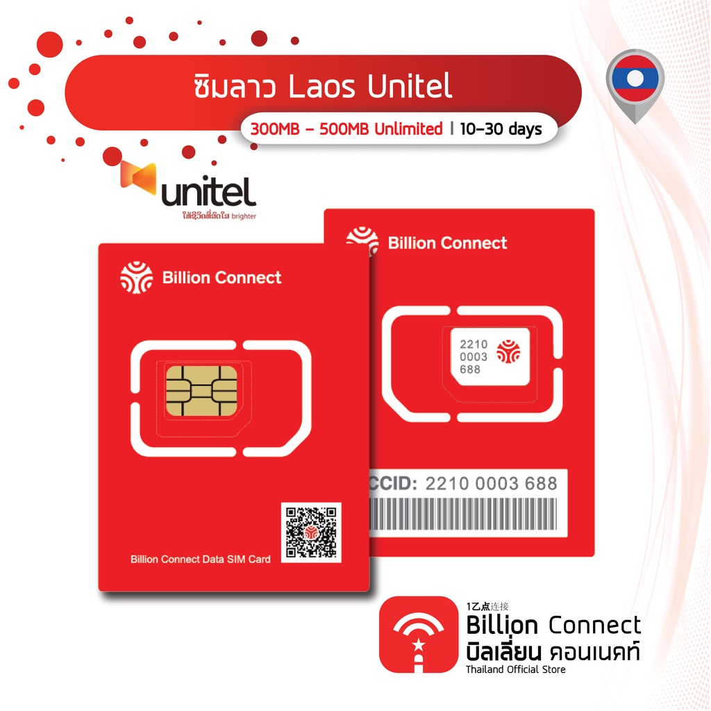 Laos Sim Card Unlimited 1GB Daily สัญญาณ Unitel: ซิมลาว 10-30 วัน by ซิมต่างประเทศ Billion ...