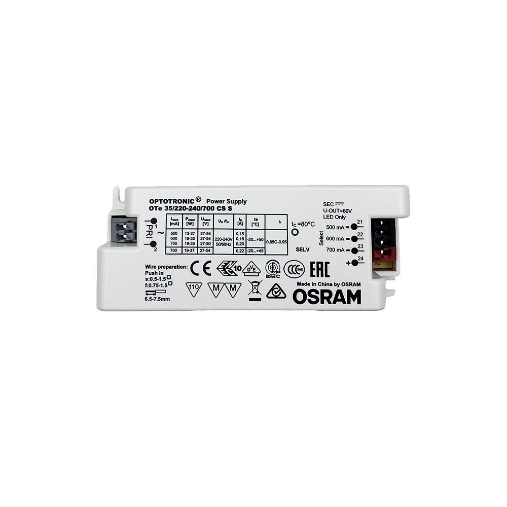 หม้อแปลงกระแสนิ่ง 500mA/600mA/700mA 27-54V, 35W, OSRAM OPTOTRONIC OTE 35/220-240/700 CS S ...