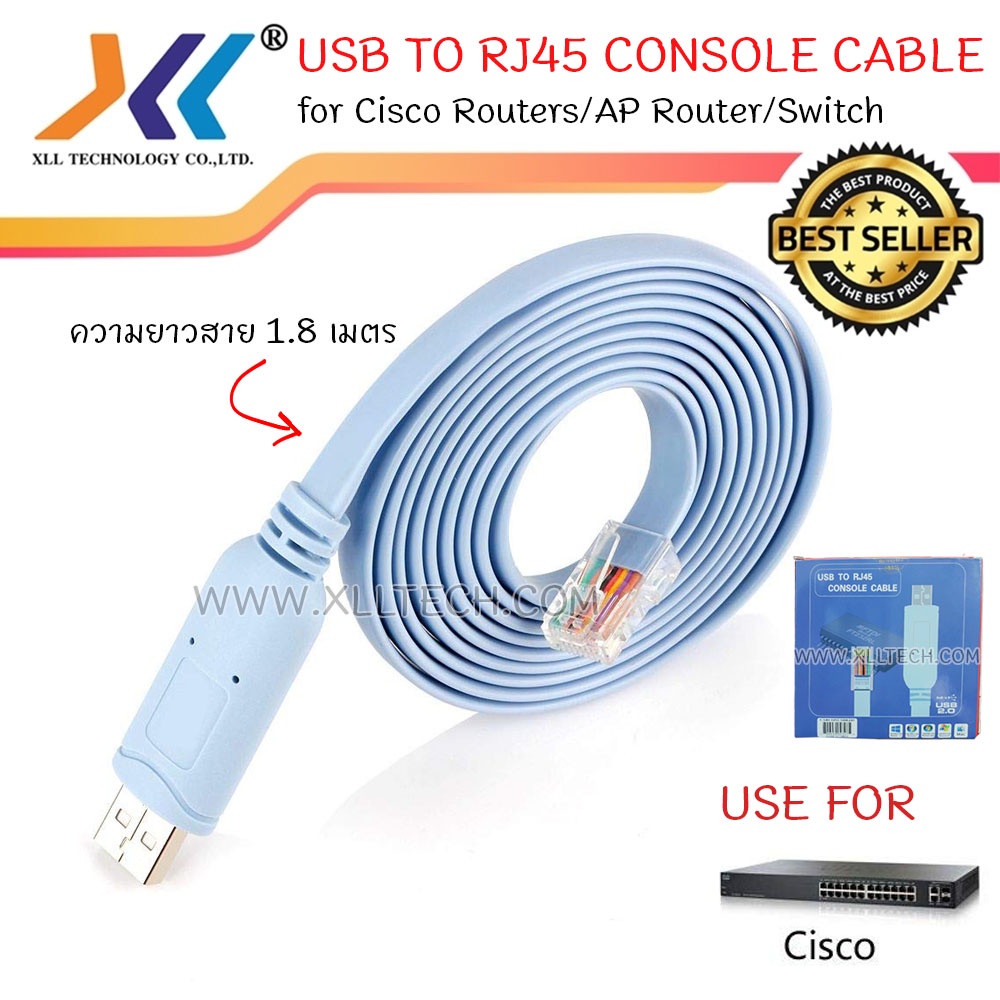 USB TO RJ45 CONSOLE CABLE สำหรับ Cisco Routers / AP Router / Switch ...