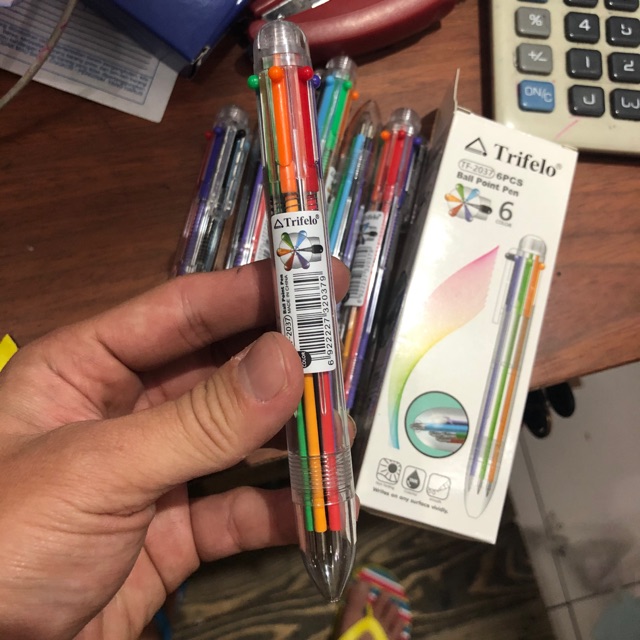 ปากกาลูกลื่น Trifello 6 สี UNIT (ต่อชิ้น) | Shopee Thailand