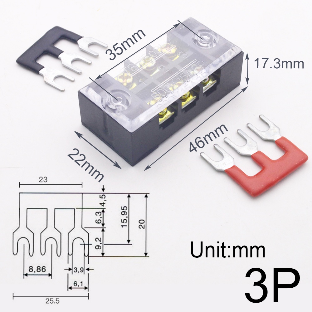 สกรูไฟฟ้า Terminal Block Dual แถว Strip สายไฟคงที่บอร์ดสายไฟ 600V 15A กล่อง Connecter Cable ...