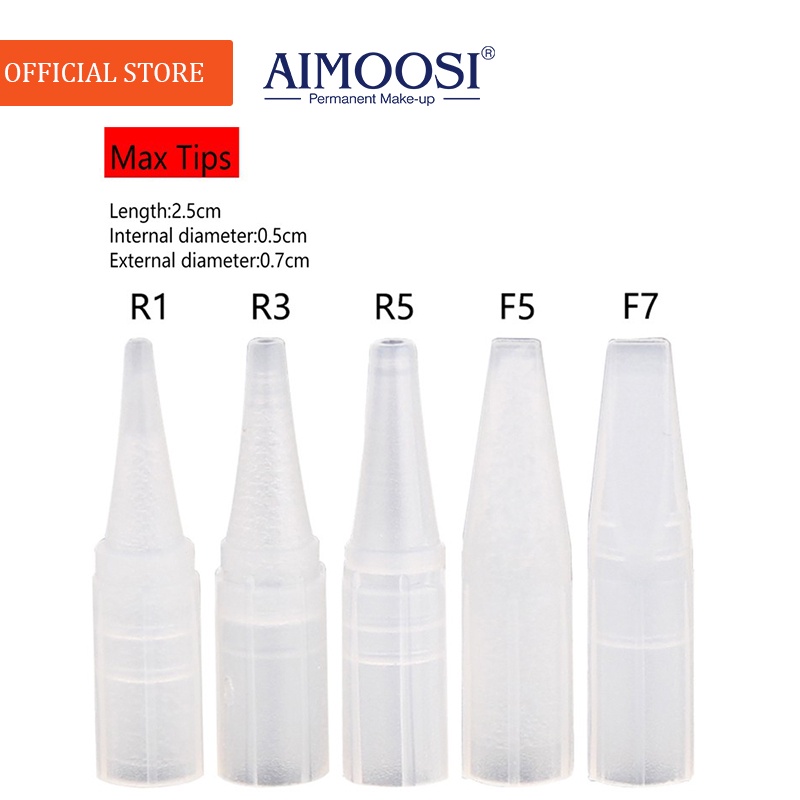 500 ชิ้น/ถุง Max เข็มหมวกแพ็คเกจอิสระปลายแต่งหน้าถาวร 1R, 3R, 5R, 5F, 7F Fit บนปากกาเครื่อง ...