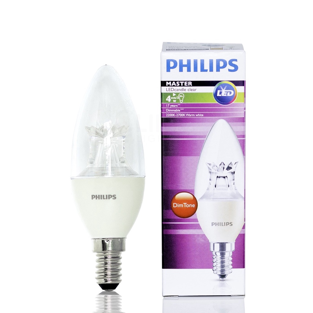 หลอดจำปา Philips LED 4W E14 Philips MASTER LED candle clear Warm White ...