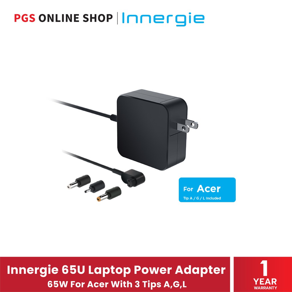 Innergie 65U Laptop Power Adapter 65W สำหรับแบรนด์ Acer มาพร้อมหัวชาร์จ ...