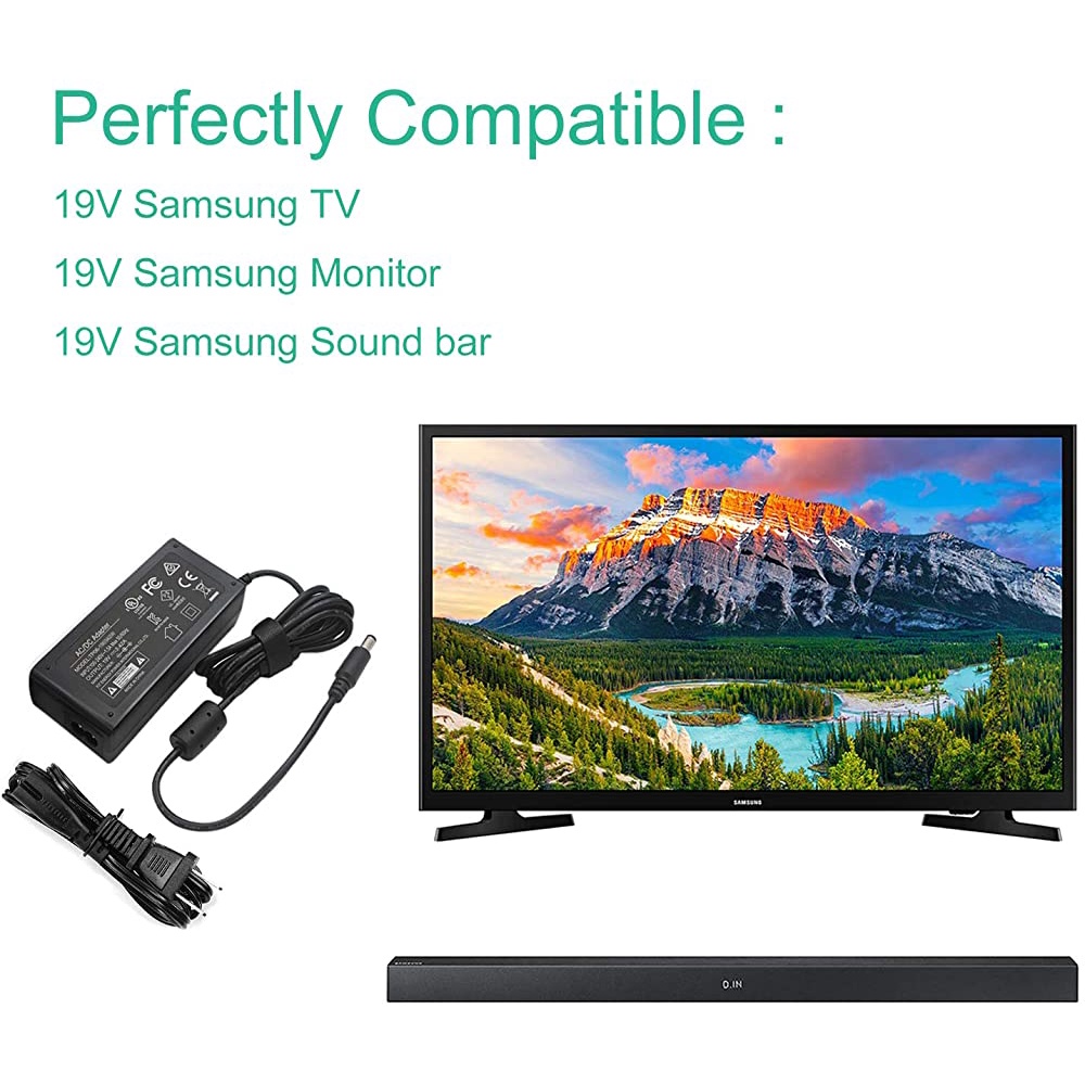 19v AC/DC อะแดปเตอร์ทีวีสายไฟสําหรับ Samsung 32 "Class UN32J400 ...