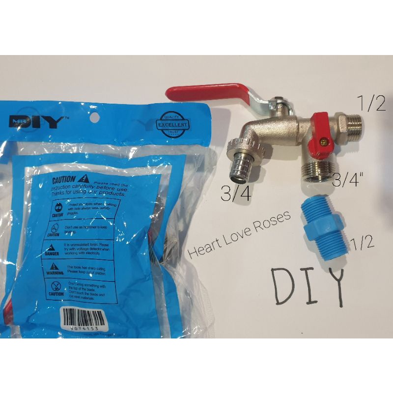MR.DIY ก็อก2ทาง ก็อก2วาล์ว ขนาด1/2" หรือแบบเซ็ตพร้อมข้อต่อปรับทางน้ำออกจาก3/4" เป็น1/2นิ้วเพื่อ ...