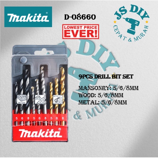 Makita ชุดดอกสว่านเจาะไม้ D-08660 (5 6 8 มม.) 9 ชิ้น | Shopee Thailand