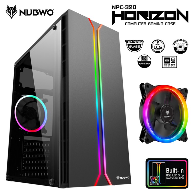 CASE (เคสเกมมิ่ง) NUBWO HORIZON NPC-320 Gaming Case ไฟ RGB สวยๆ NPC320 ...