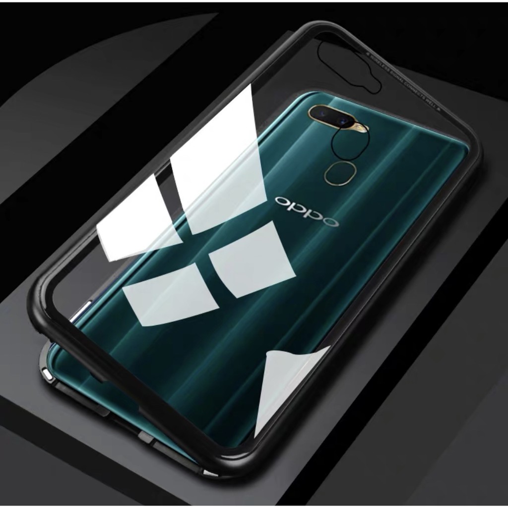 Case OPPO A7 เคสแม่เหล็ก มีกระจกด้านหลังอย่างเดียว เคสประกบ360 Magnetic ...