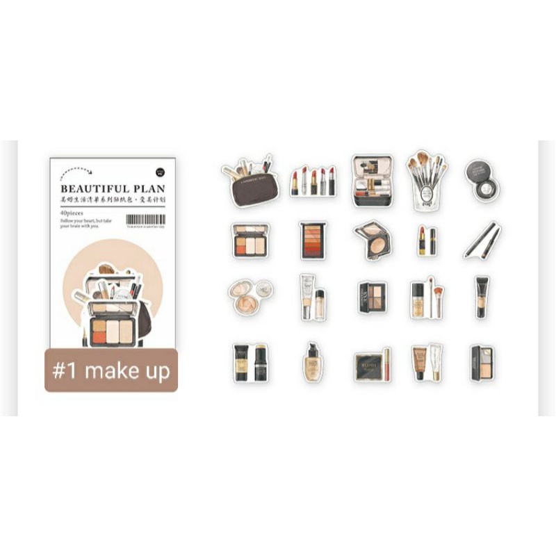 สติ๊กเกอร์ sticker make up drawing รูป วาด เครื่องเขียน เครื่องหอม ลิป ...