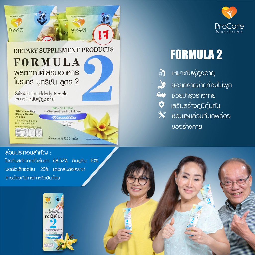 รายละเอียดสินค้า ผลิตภัณฑ์เสริมอาหาร โปรแคร์ นูทรีชั่น สูตร 2 ProCare Formula 2 with Pea Protein ...