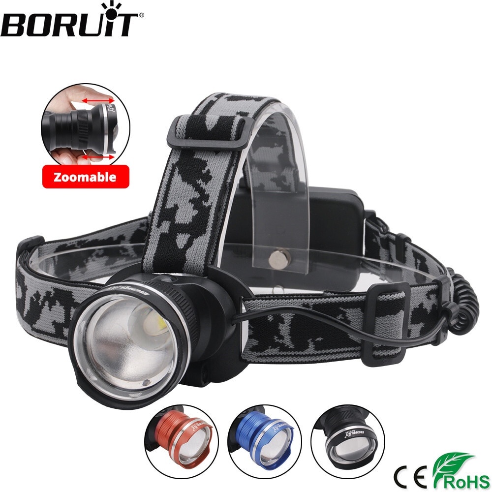 BORUiT RJ-2190 ไฟคาดศีรษะ LED XML T6 3 Mode Zoom Headlight Rechargeable ...
