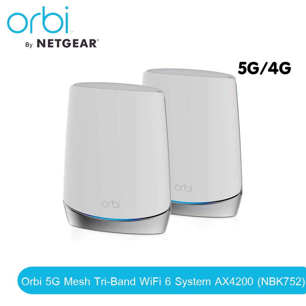 Netgear NBK752 Orbi 5G Tri-Band WiFi 6 Mesh System, 4.2Gbps, Router + 1 ...