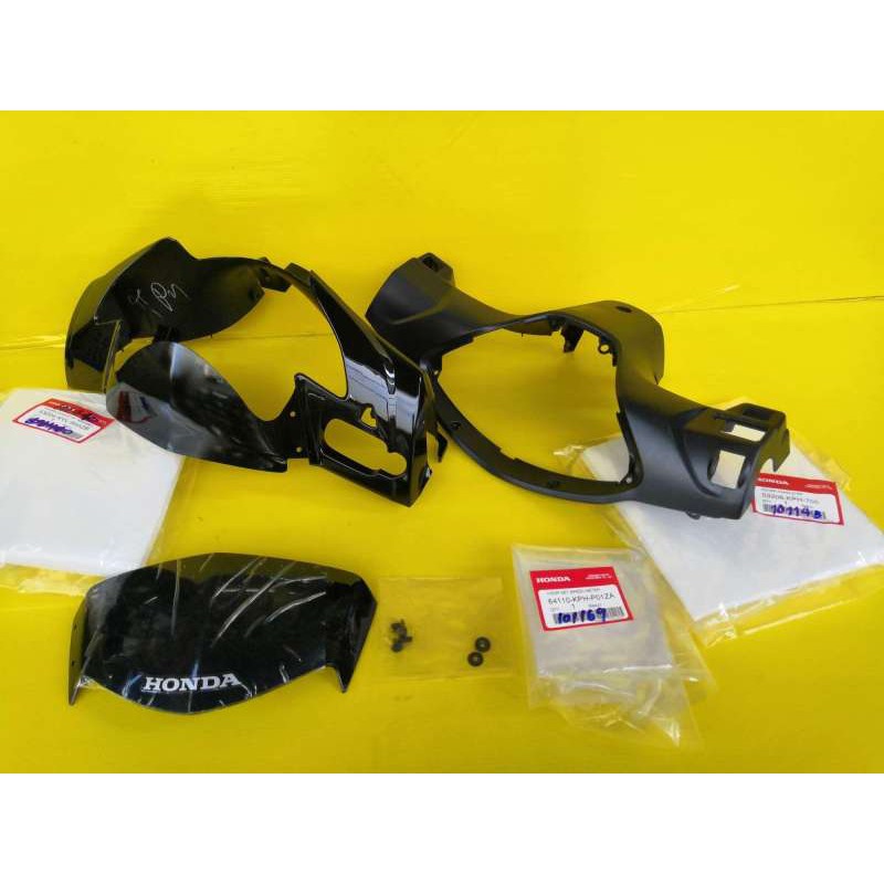 หน้ากากหน้าเวฟ125iไฟเลี้ยวบังลมสีดำเงาตรงรุ่น+ บังไมล์พน้อมน๊อต ...