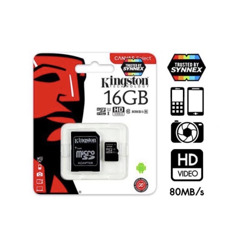 Kingston Micro SD Card เมมโมรี่การ์ด 16gb(Class 10) ของแท้100% | Shopee ...