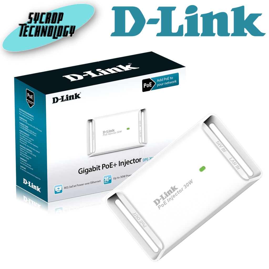 ADAPTER (อะแดปเตอร์) D-LINK INJECTOR DPE-301GI GIGABIT PORT WITH POE ...