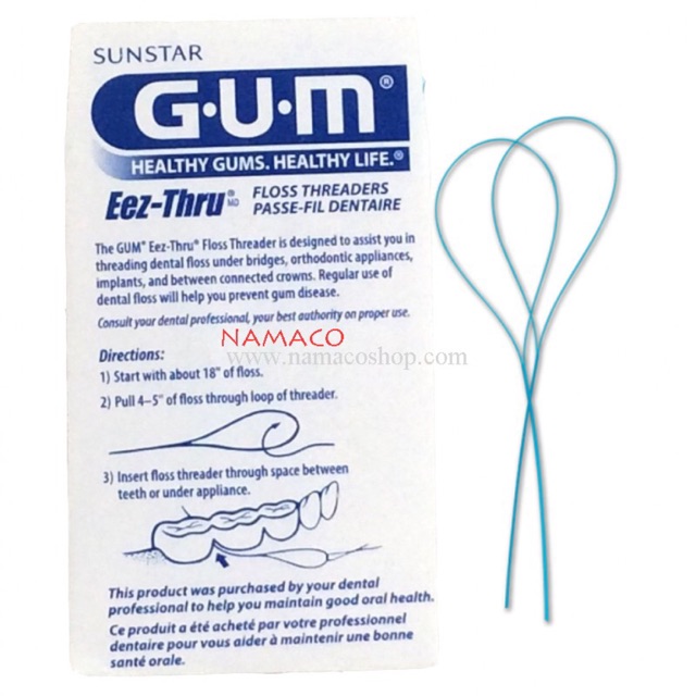 Gum ห่วงน้ำไหมขัดฟัน dental floss Eez-Thru Floss Threaders 5pcs/pack ...
